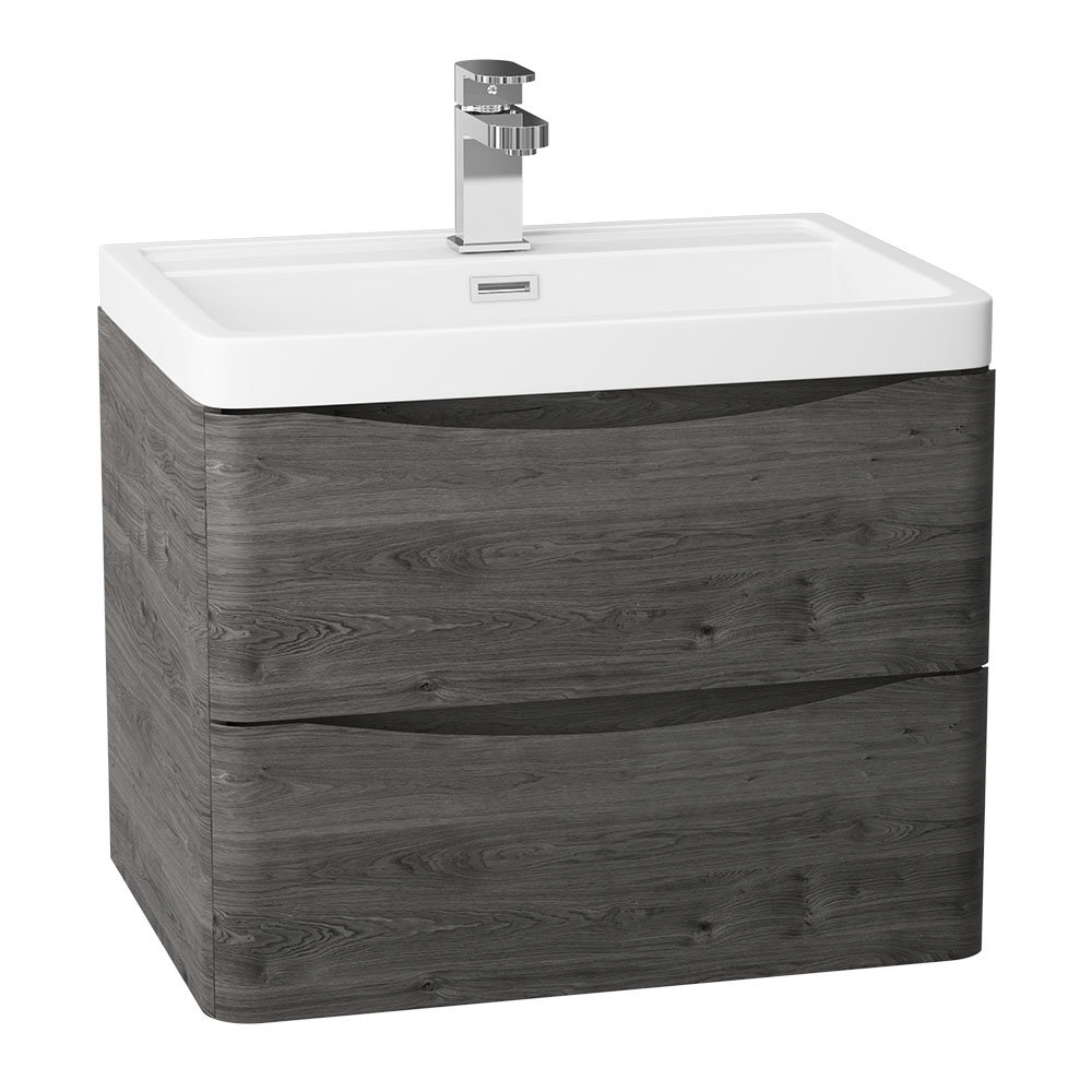 Monza Graphite Oak 600mm Wide Wall Mounted Vanity Unit | Victorian ...