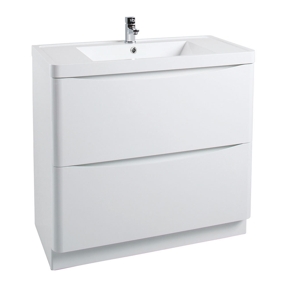 Monza Gloss White 900mm Wide Floor Standing Vanity Unit | Victorian ...