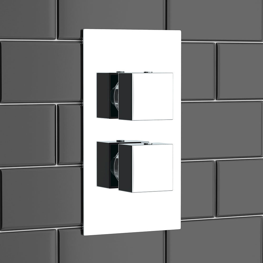 Milan Twin Square Concealed Shower Valve - Chrome at Victorian Plumbing UK