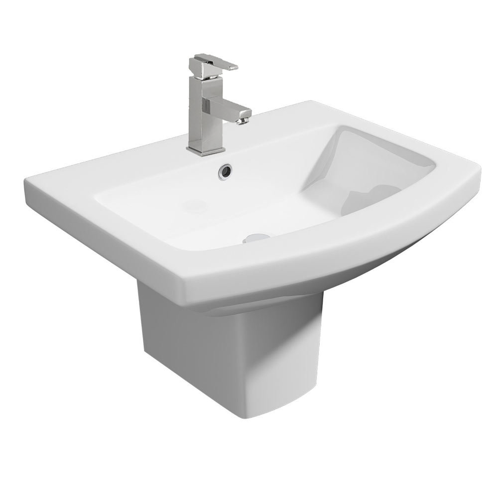 Monza Square Basin + Semi Pedestal (550mm Wide - 1 Tap Hole ...