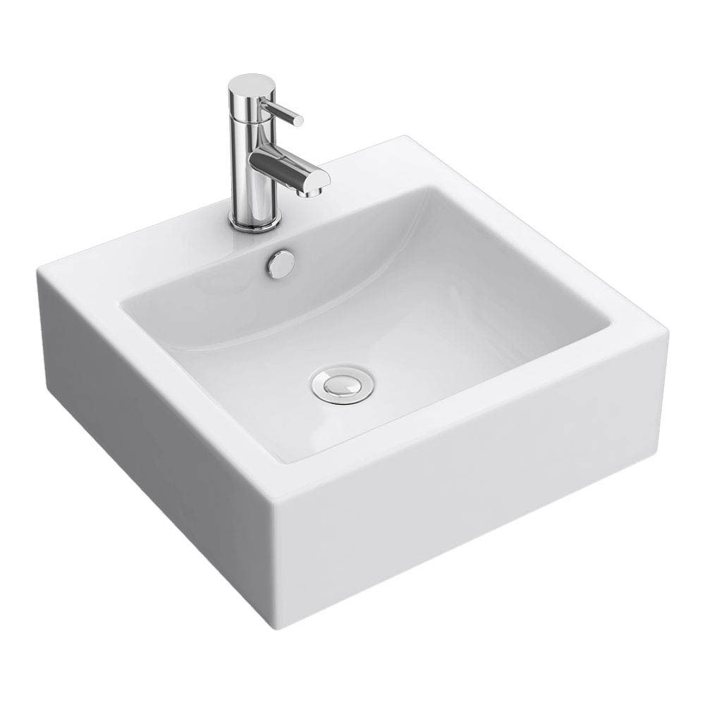 Nuie 470mm Square Ceramic Counter Top Basin - 1 Tap Hole - NBV102 at ...