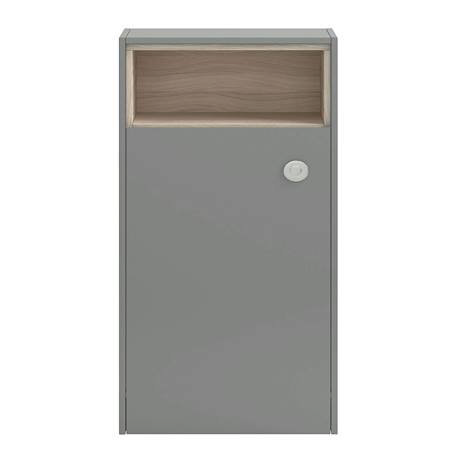 Haywood Gloss Grey & Driftwood Tall Open Shelf WC | WC Unit