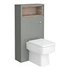 Haywood Gloss Grey & Driftwood Tall Open Shelf WC | WC Unit