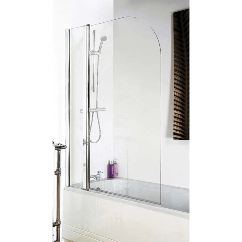 1400 Hinged Straight Curved Top Bath Screen + Fixed Panel - NSS2