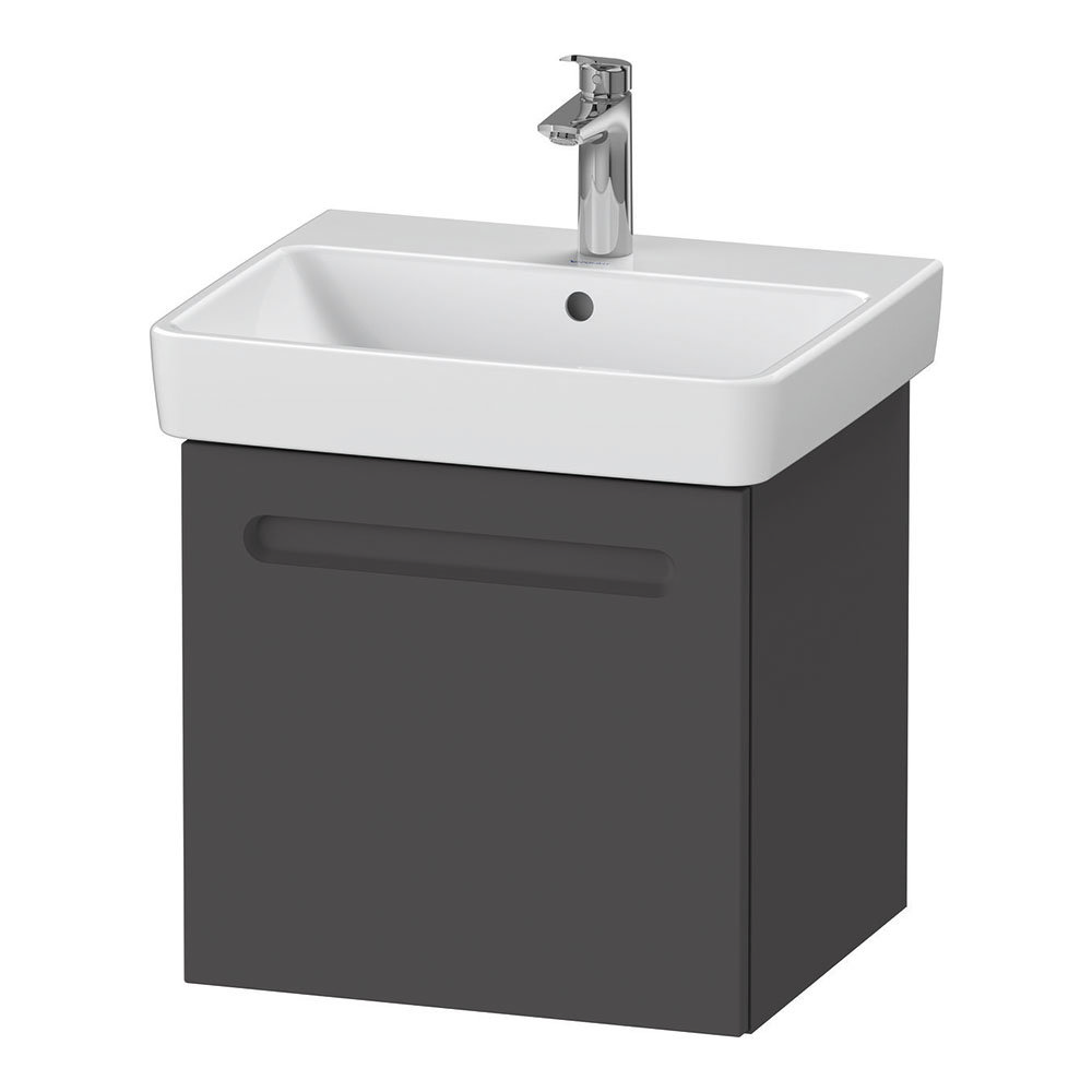 Duravit No.1 550mm Graphite Matt 1-Drawer Wall Mounted Vanity Unit with ...