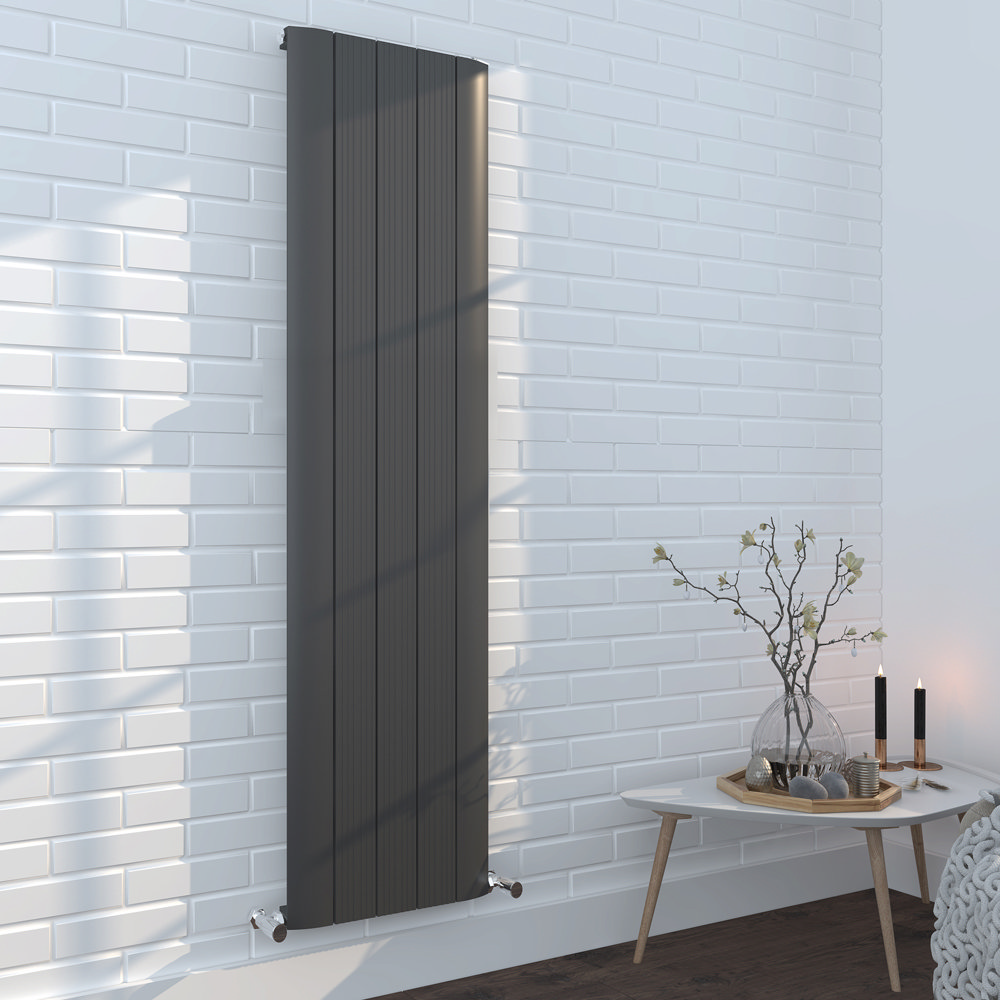 Nova Anthracite Vertical Single Panel Aluminium Radiator 1800 x 470mm ...