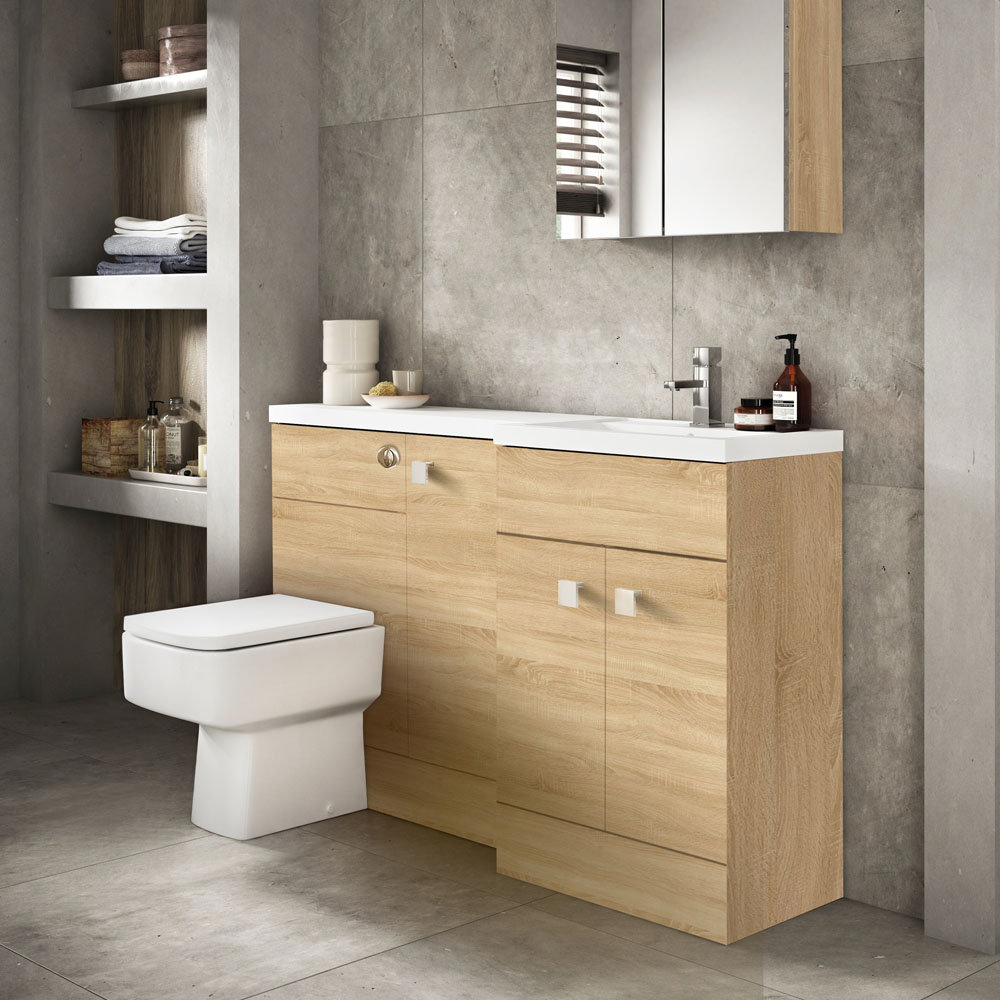 Hudson Reed 500x255mm Natural Oak Compact WC Unit | Victorian Plumbing UK
