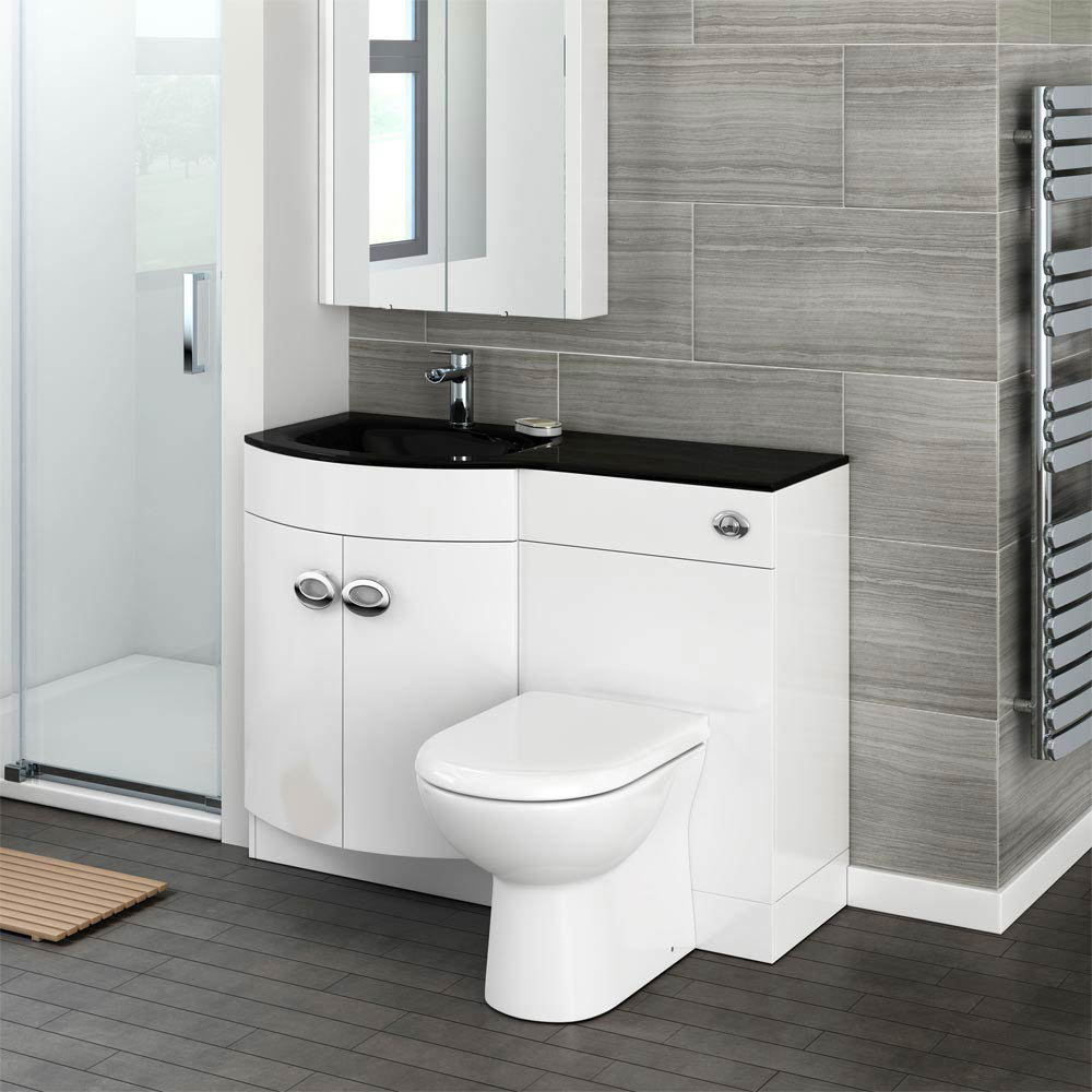 Orion Black Modern Curved Combination Basin + WC Unit | Victorian Plumbing
