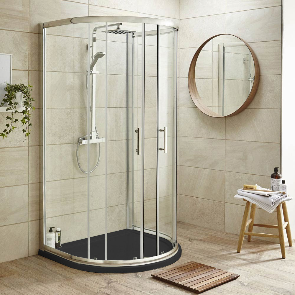 Pacific D-Shape Shower Enclosure + Slate Grey Shower Tray | Victorian ...