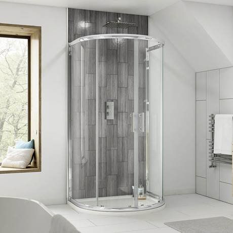 Pacific D-Shape Shower Enclosure Inc. Shower Tray + Waste at Victorian ...