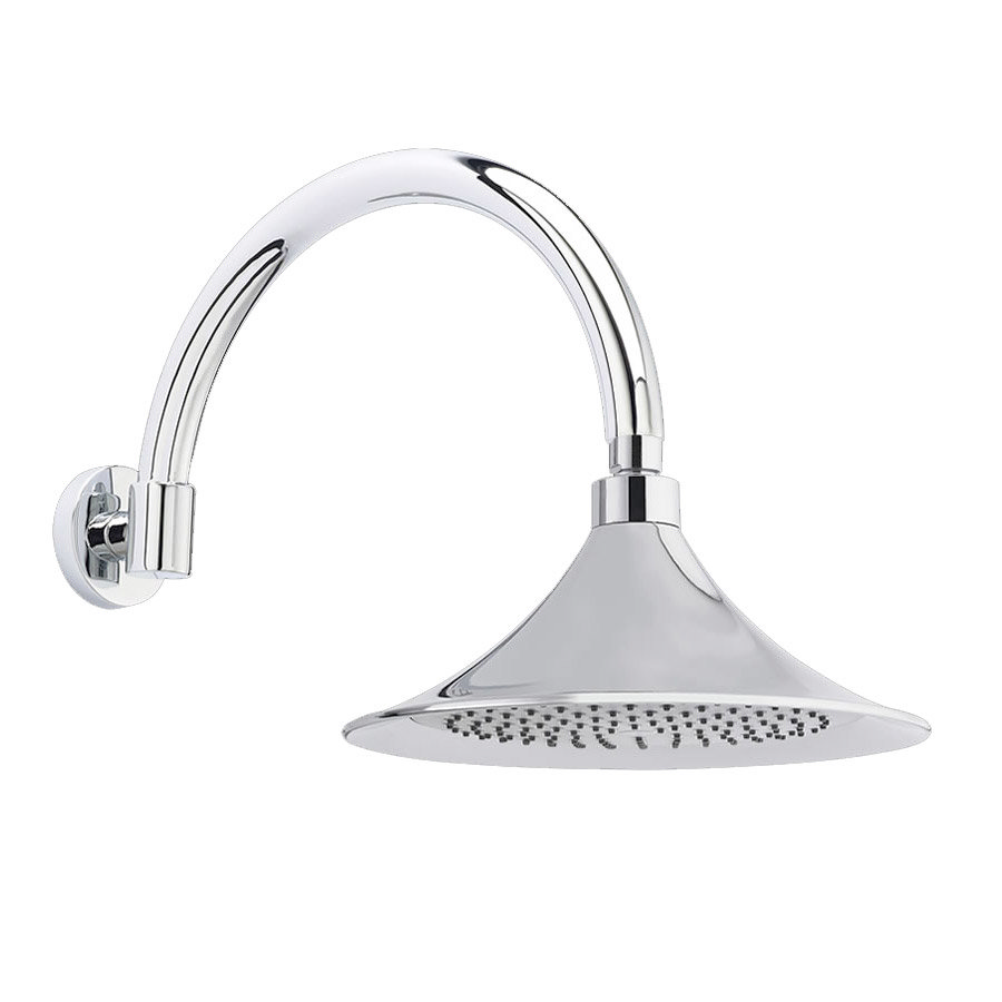 Nuie - 240mm Conical Shower Head with Curved Arm at Victorian Plumbing UK
