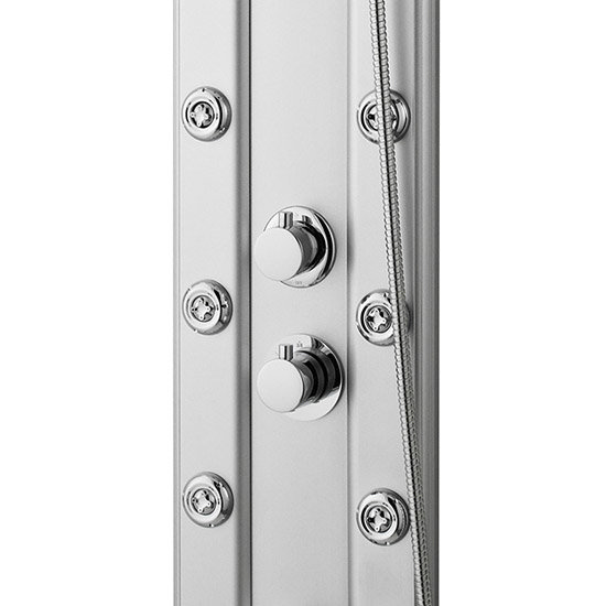 Premier - Thermostatic Shower Panel with Fixed Shower Head, 6 Body Jets ...