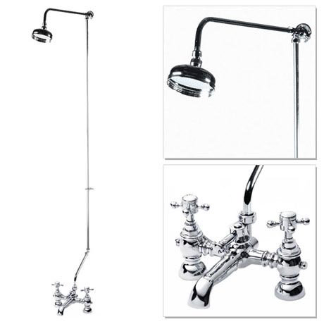 Ultra Traditional Edwardian York Bath Shower Mixer + Rigid Riser Kit ...