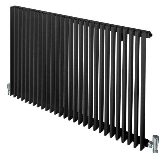 Quinn Adagio Single Column Radiator - Horizontal- Black - 4 x Size ...