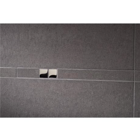 RAK - Listello Dark Grey Polished Tile Border with Chrome Glass Inset ...