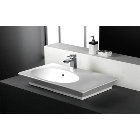RAK - Opulence 80cm 'Her' Offset counter top basin with porcelain waste ...