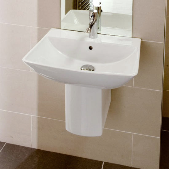RAK Summit 50cm Basin 1TH with Half Pedestal at Victorian Plumbing UK