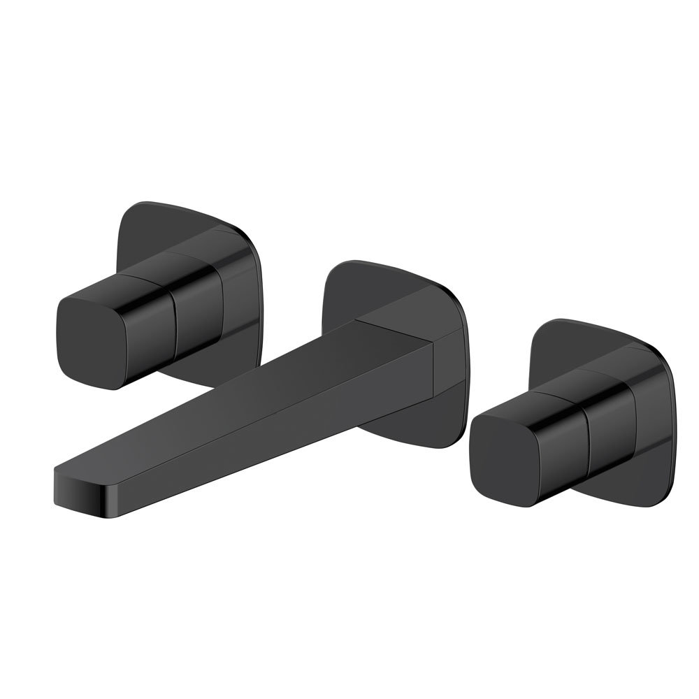 RAK Petit Square Wall Mounted (3TH) Basin Mixer Matt Black ...