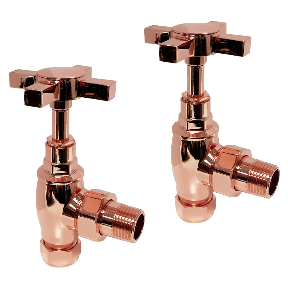 Art Deco Rose Gold Traditional Angled Radiator Valves | Victorian ...