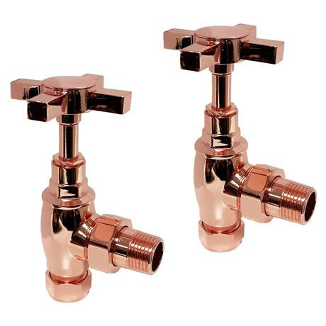Art Deco Rose Gold Traditional Angled Radiator Valves | Victorian ...
