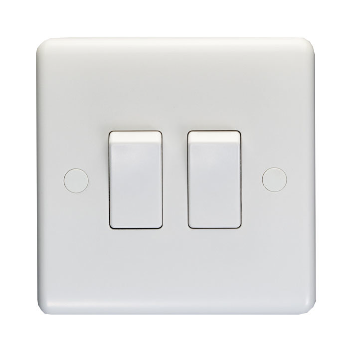 Revive Twin Light Switch - White | Victorian Plumbing UK