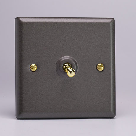 Revive Single Toggle Light Switch - Slate Grey/Brass - RV1TSB
