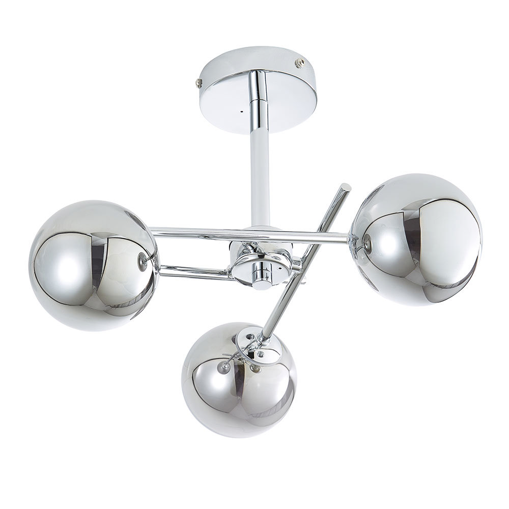 Revive Chrome/Smoked Glass 3-Light Cross Arm Ceiling Light I Victorian ...