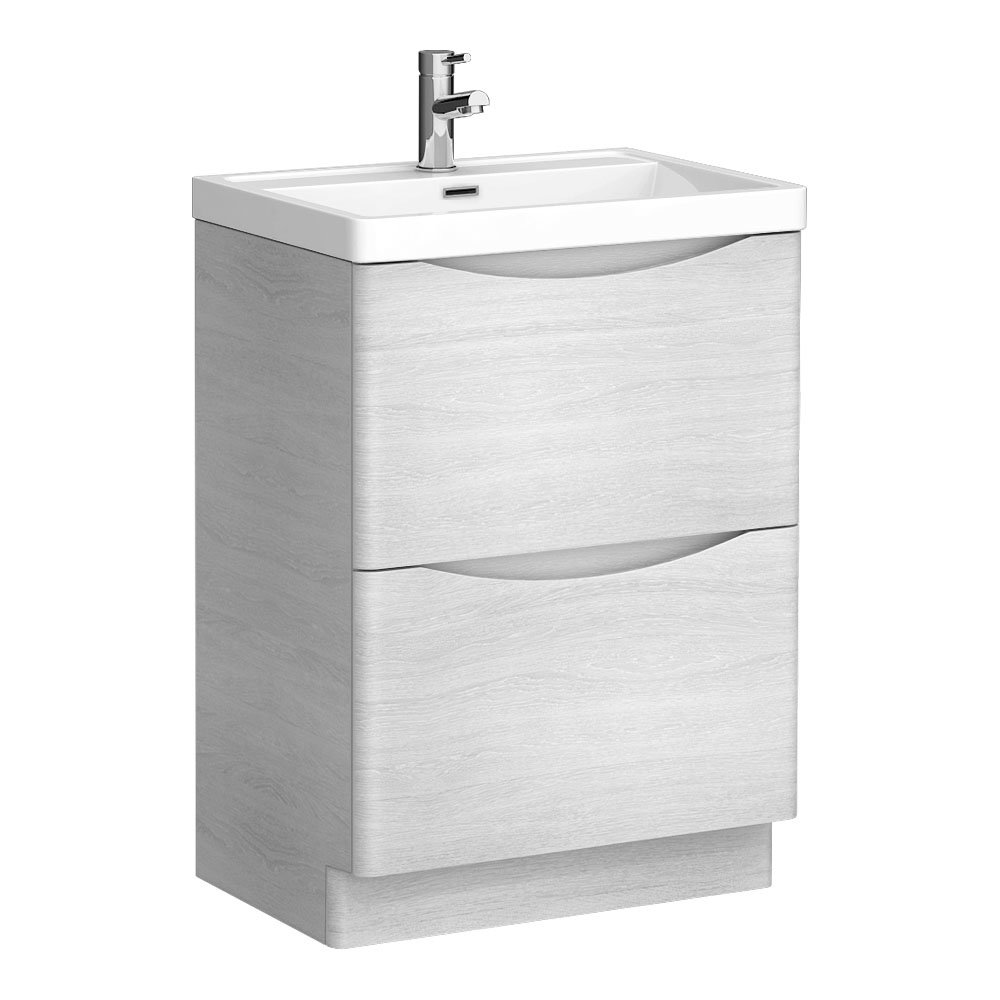 Monza White Ash 600mm Wide Floor Standing Vanity Unit | Now Online