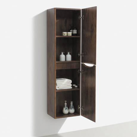Ronda Chestnut Tall Wall Hung Storage Unit | Victorian Plumbing.co.uk