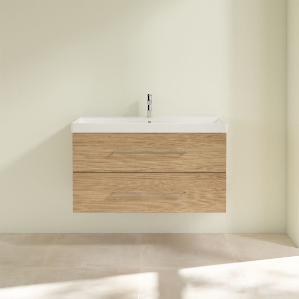 Villeroy and Boch Avento Nordic Oak 1000mm Wall Hung 2-Drawer Vanity Unit
