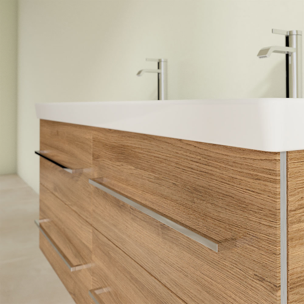 Villeroy and Boch Avento Oak Kansas 1200mm Wall Hung 4-Drawer Double Vanity Unit