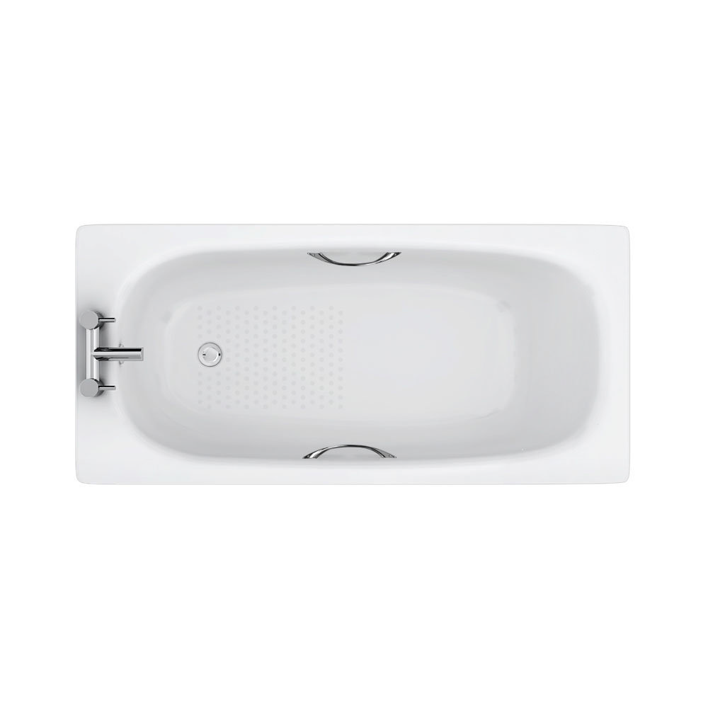 Aurora 1500 x 700mm 2TH Steel Enamel Bath with Grips + Anti Slip ...