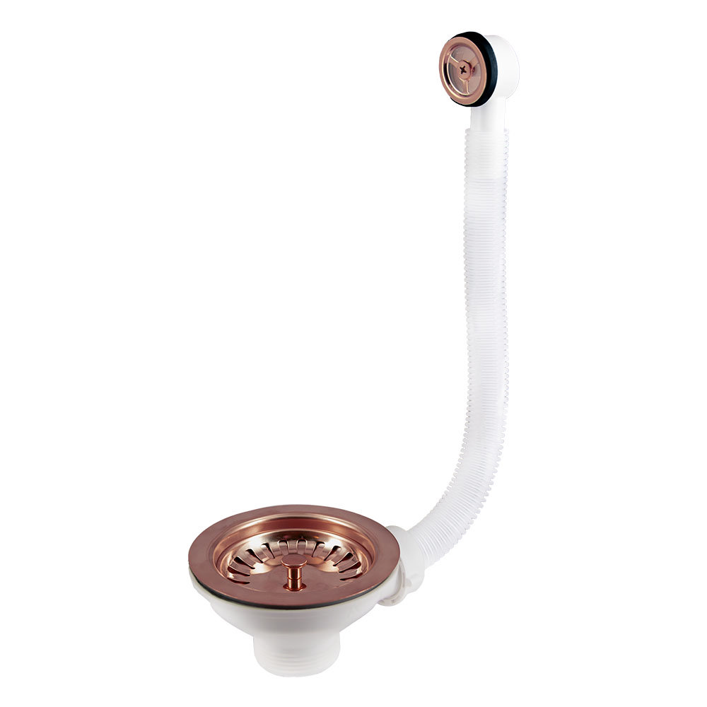 Copper Basket Strainer Waste with Round Overflow