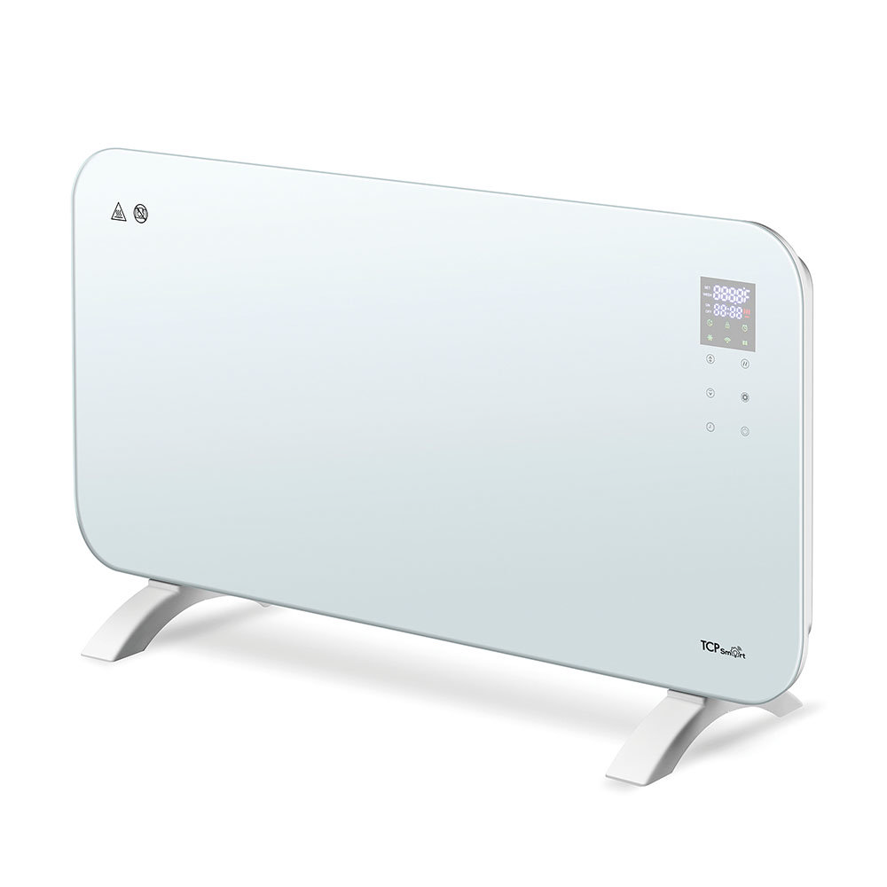 TCP Smart 2000W White Wi-Fi Energy Saving Fixed or Portable Glass Panel ...