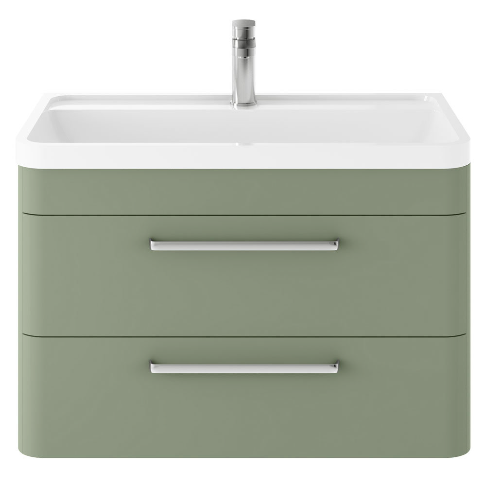 Hudson Reed Solar 800mm Wall Hung Cabinet & Basin - Matt Fern Green ...