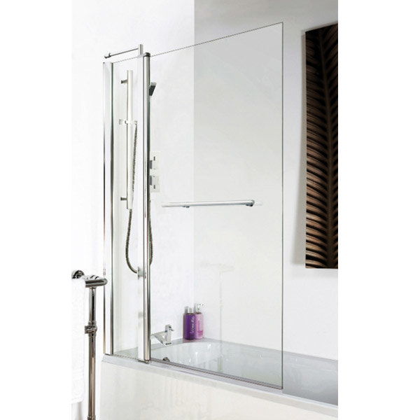 1400 Hinged Square Bath Screen with Fixed Panel & Rail - NSSQR2
