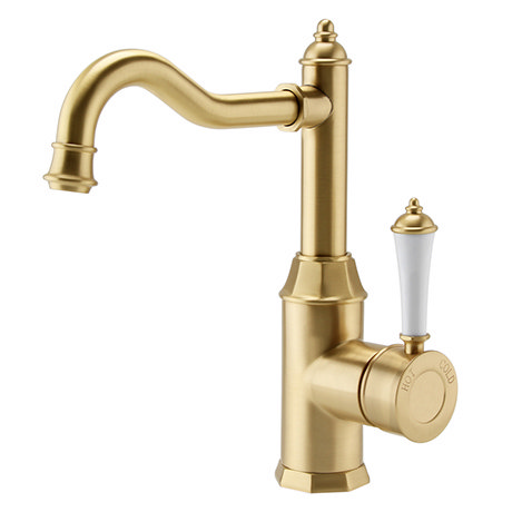Trafalgar Traditional Brushed Gold Mono Basin Mixer Tap | Victorian ...