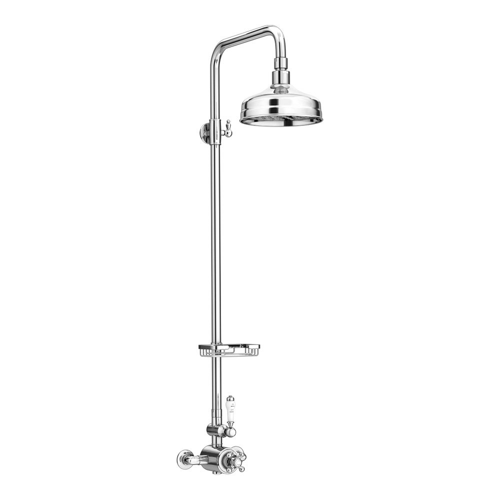 Trafalgar Traditional Shower Inc. Rigid Riser, Fixed Head & Soap Basket ...