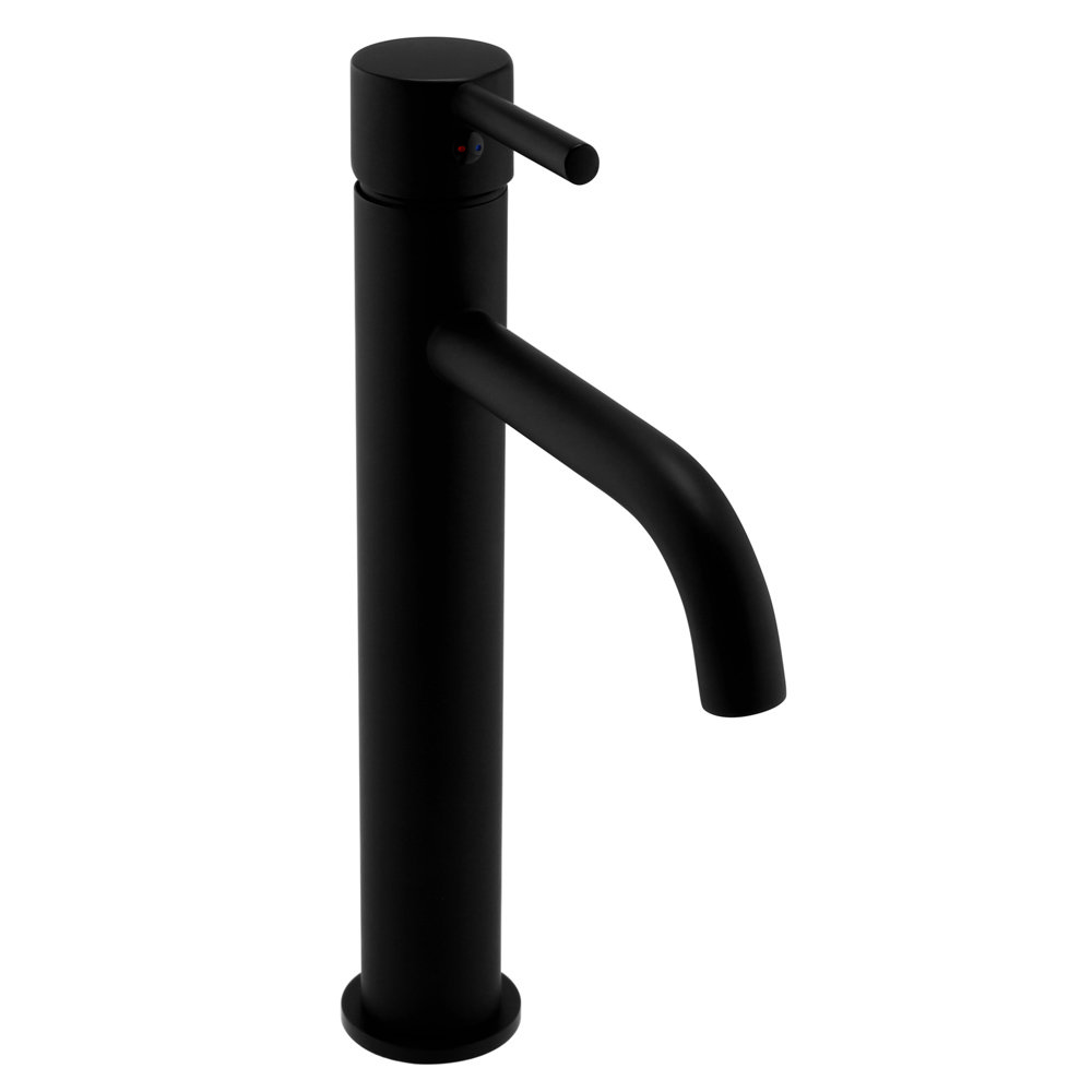 Turin Matt Black Round High Rise Mono Basin Mixer Tap | Victorian ...