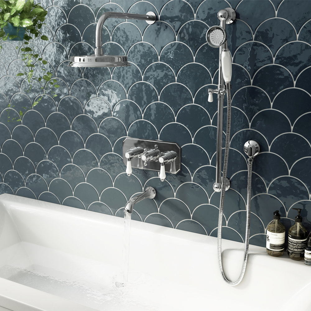 Trafalgar Traditional Shower Package with Fixed AirTec Head, Slide Rail ...