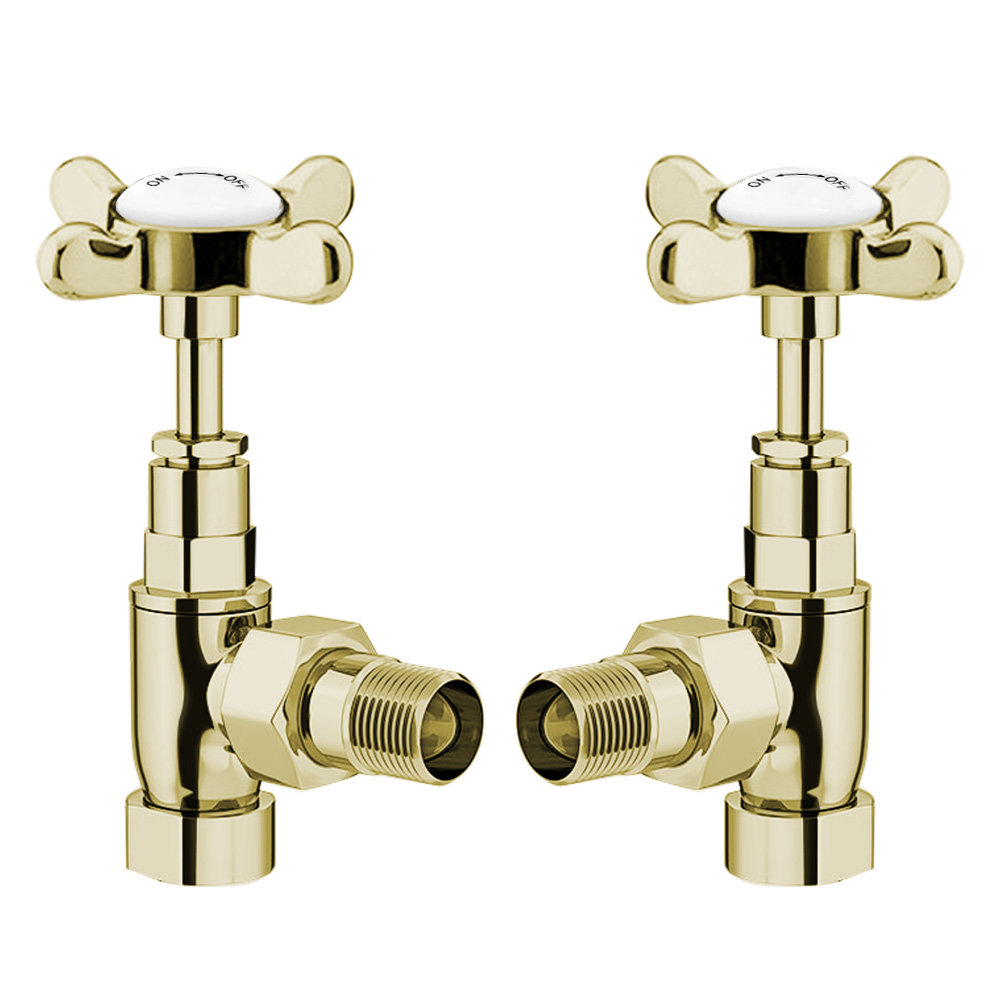 Gold Angled Radiator Valves | Victorian Plumbing
