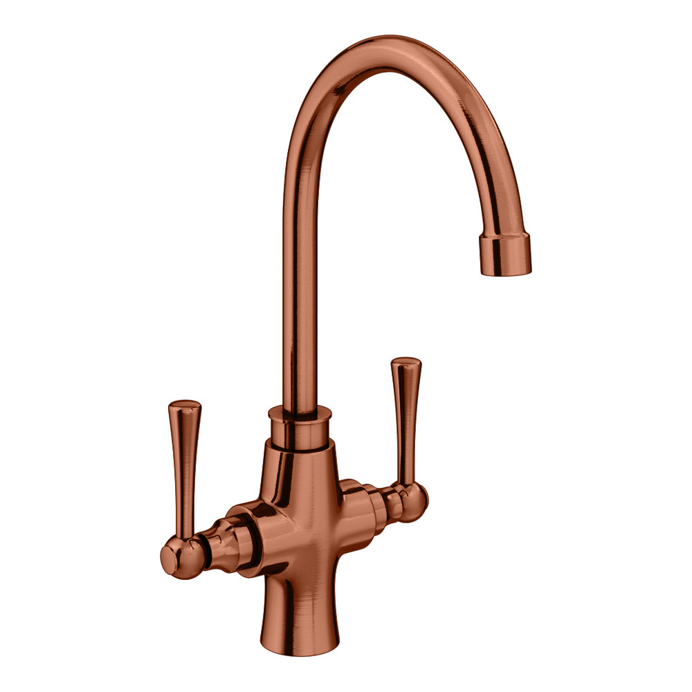 Trafalgar Brushed Copper Dual Lever Kitchen Mixer Tap | Victorian ...