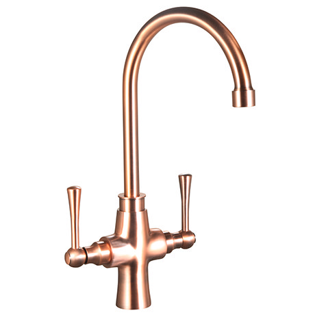 Trafalgar Brushed Copper Dual Lever Kitchen Mixer Tap | Victorian ...