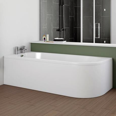 Trojan J-Shaped 1700mm Single Ended Bath + Curved Panel | Victorian ...