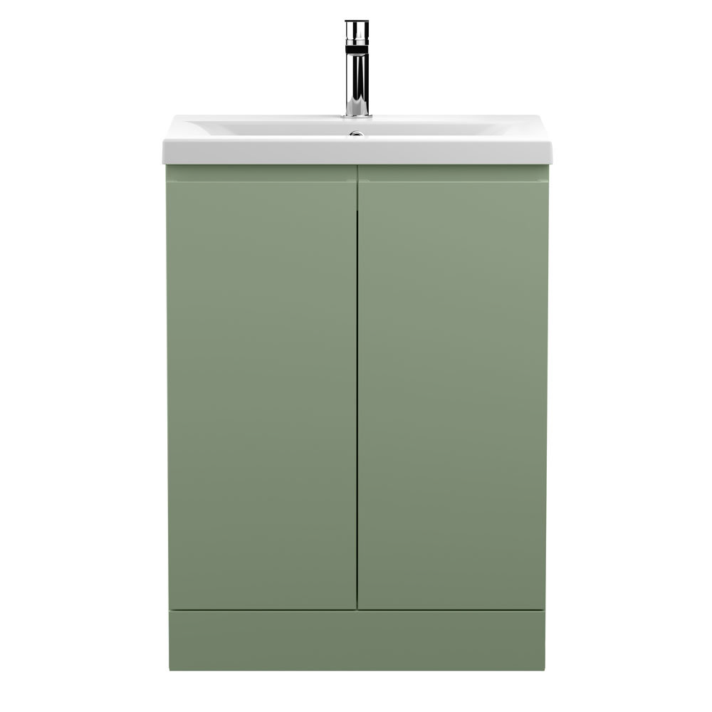 Hudson Reed Urban Satin Green 600mm Floor Standing 2-Door Vanity Unit ...