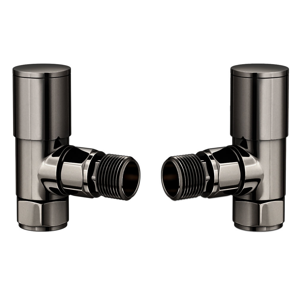Modern Black Nickel Angled Radiator Valves | Victorian Plumbing UK