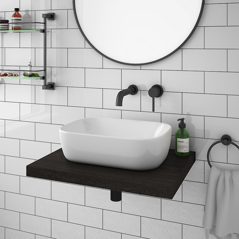 Venice Floating Basin Shelf (Dark Oak - 600mm Wide) | Victorian Plumbing UK
