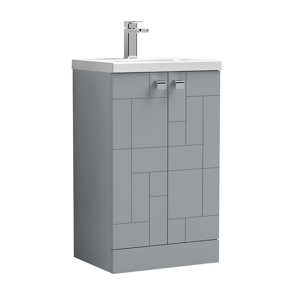 Venice Abstract 500mm Grey 2-Door Floor Standing Vanity Unit with ...