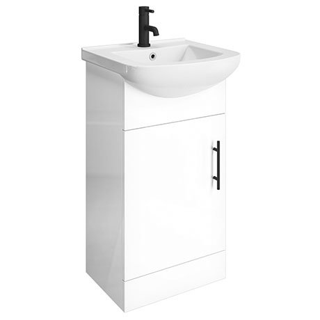 Venice 460 Gloss White Vanity with Matt Black Handle (Unit Depth 300mm ...