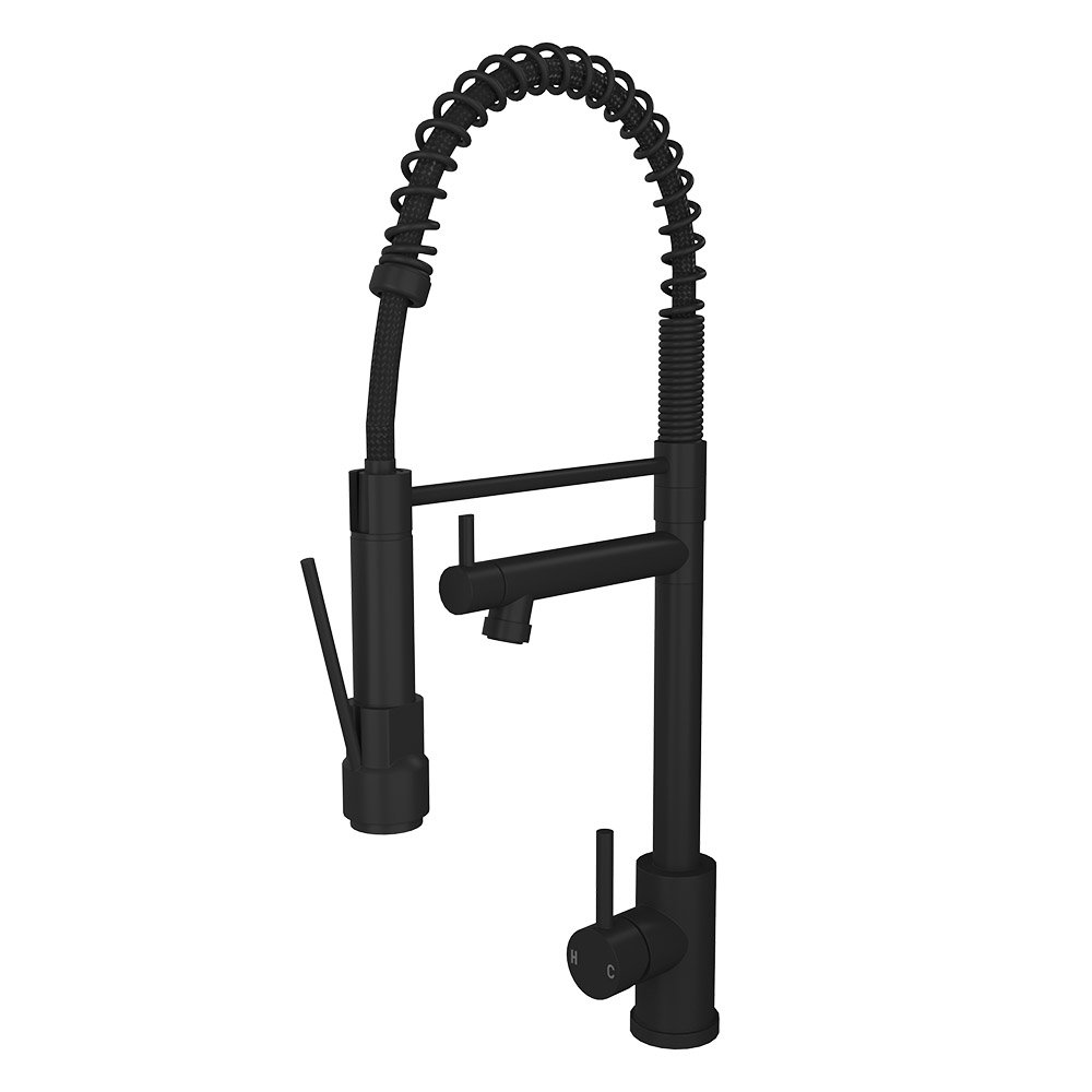 Venice Kitchen Mixer Tap with Swivel Spout & Directional Spray - Matt Black
